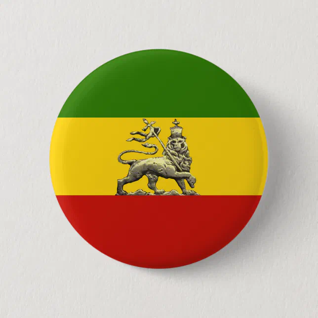 Lion of Judah Button Rastafarian Reggae Colors | Zazzle