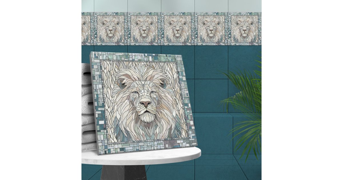 Lion Portrait Mosaic Art Ceramic Tile | Zazzle