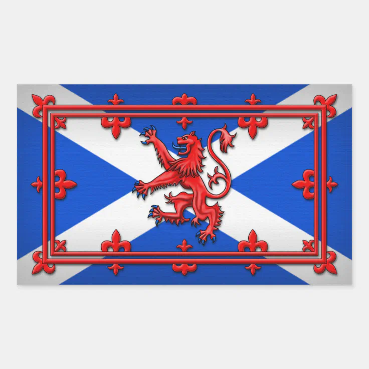 Lion Rampant On Scottish Flag Rectangular Sticker | Zazzle