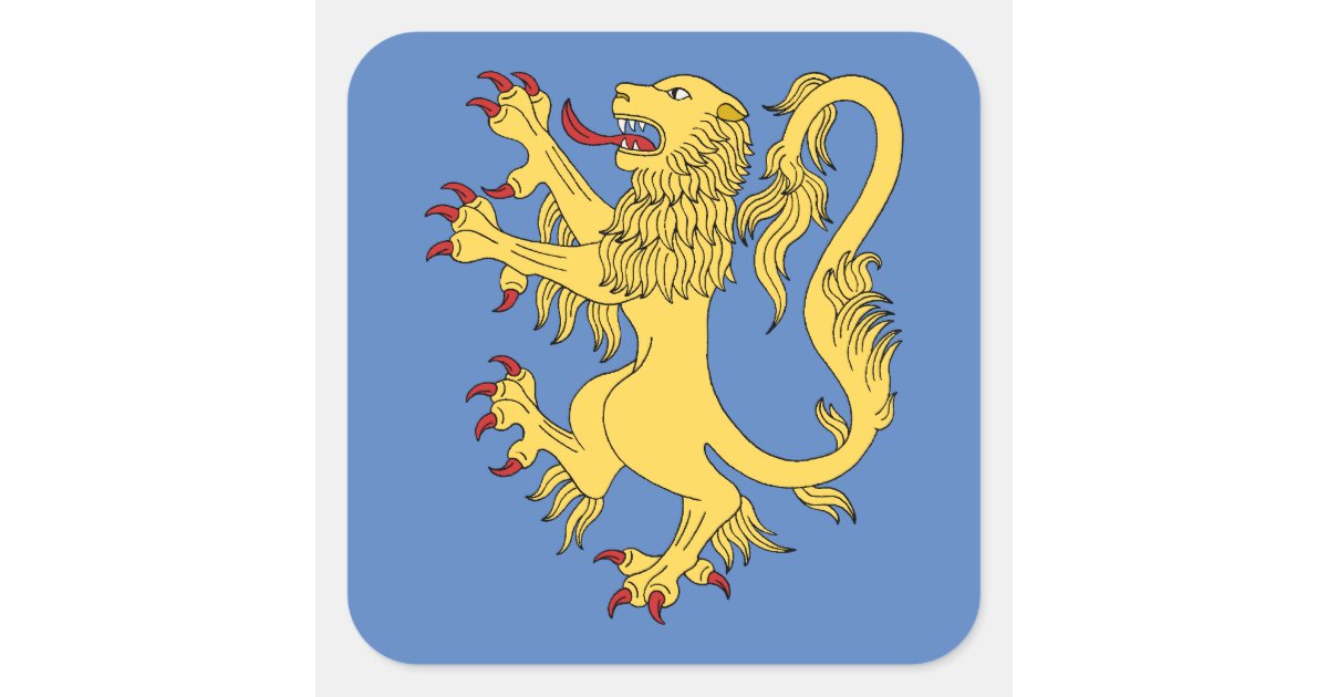 Lion Rampant Square Sticker | Zazzle