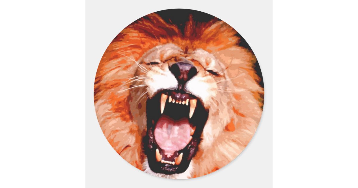 Lion Roaring Classic Round Sticker | Zazzle
