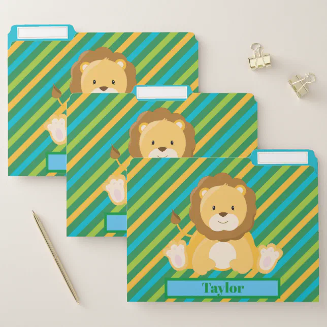 Lion Striped background custom File Folder | Zazzle