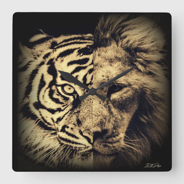 Lion Tiger 2in1 Wall Clock | Zazzle
