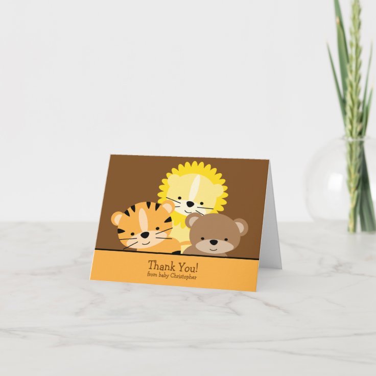 Lion, Tiger & Bear Thank You Note Card | Zazzle