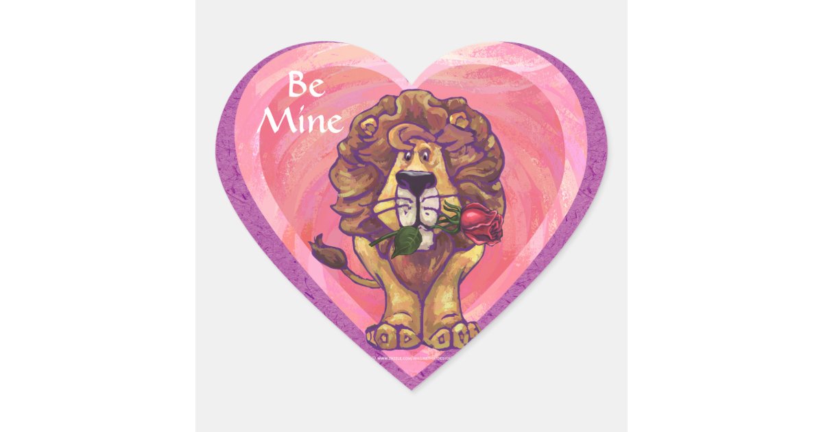 Lion Valentine's Day Heart Sticker | Zazzle