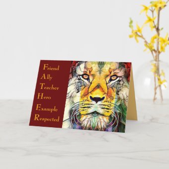 Lion Wildlife Art Father Acronym Fathers Day Card | Zazzle