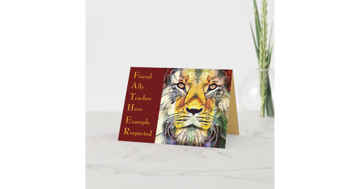 Lion Wildlife Art Father Acronym Fathers Day Card | Zazzle