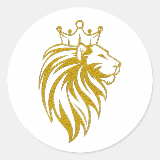 Lion With Crown - Gold Style 2 Classic Round Sticker | Zazzle