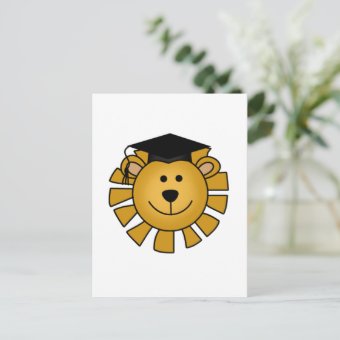 Lion with Graduation Cap Tshirts and Gifts Announcement Postcard | Zazzle