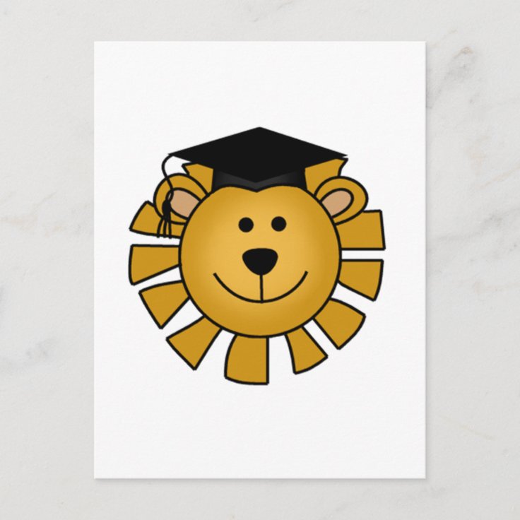Lion with Graduation Cap Tshirts and Gifts Announcement Postcard | Zazzle