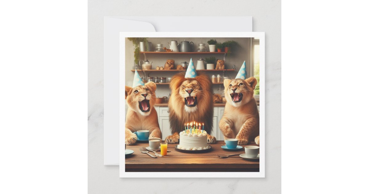 Lions celebrating, Lions birthday invitation | Zazzle