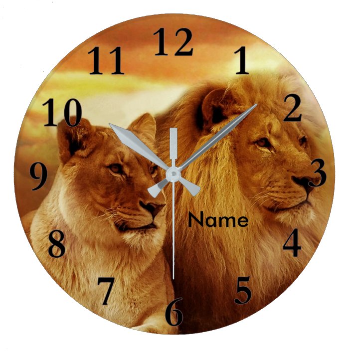 Lions Wildlife Acrylic Wall Clock | Zazzle.com