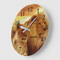 Lions Wildlife Acrylic Wall Clock | Zazzle