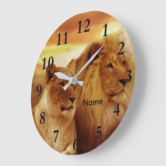 Lions Wildlife Acrylic Wall Clock | Zazzle