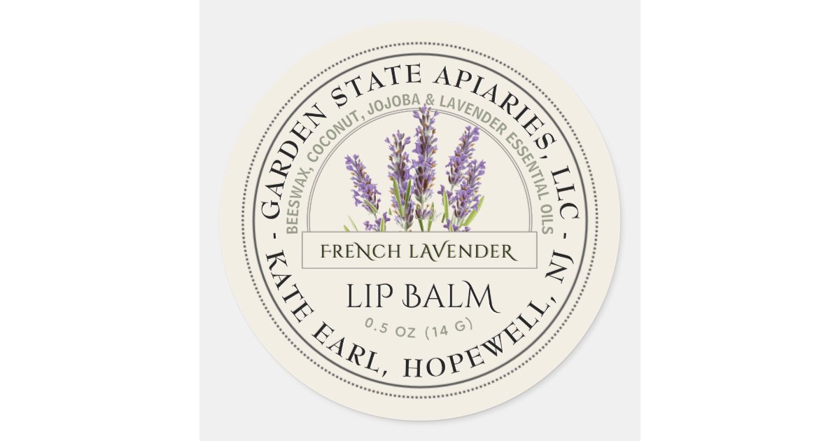 Lip Balm Label with Vintage Lavender on Ivory | Zazzle
