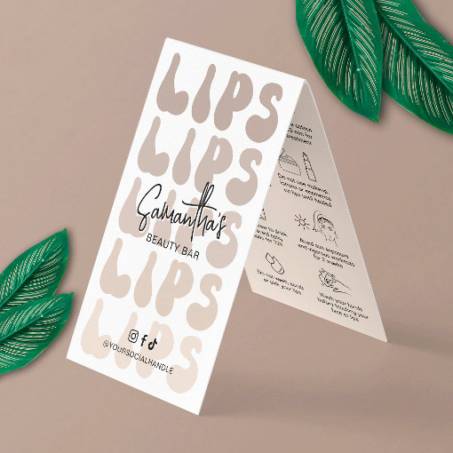 Lip Blush Care Instructions Retro Beige Logo PMU Business Card | Zazzle