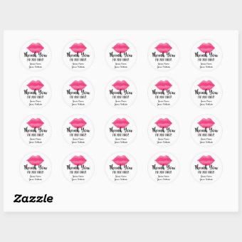 Lip Business Thank You Stickers, Lips, Lipstick Classic Round Sticker ...