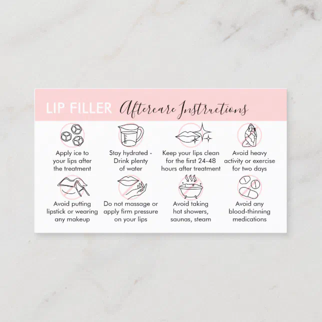Lip Filler Aftercare Instructions Business Card Zazzle
