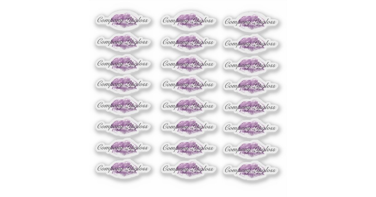 Lip Gloss Packaging Logo Lip Purple Branding Clear Sticker | Zazzle