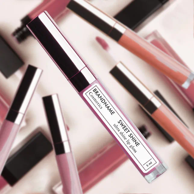 Lip Gloss Simple Rose Gold Glitter Border Product Labels | Zazzle