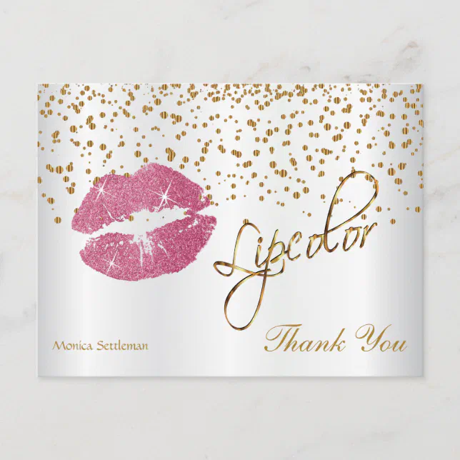 Lipcolor Pretty Pink Lips - Thank you Postcard | Zazzle