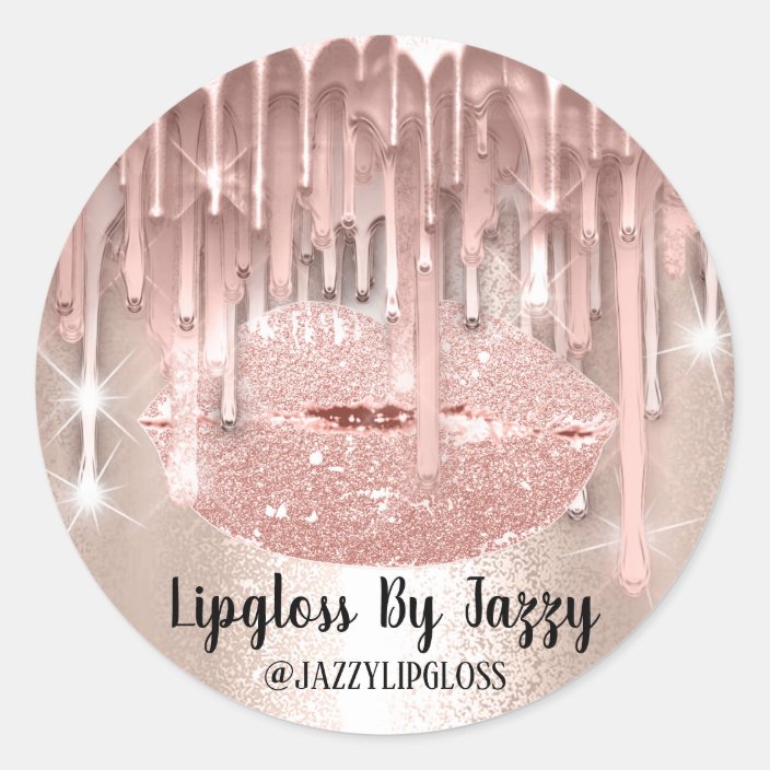 Lipgloss Makeup Drips Packaging Rose Powder Classic Round Sticker ...