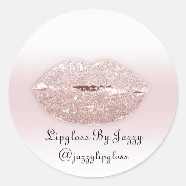 Lipgloss Makeup Packaging Rose Blush Girly Glitter Classic Round ...