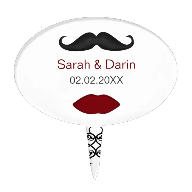 lips and mustache personalized cake picks | Zazzle