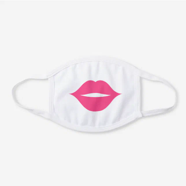 Lips Cute Pink Lipstick Girly White Cotton Face Mask | Zazzle