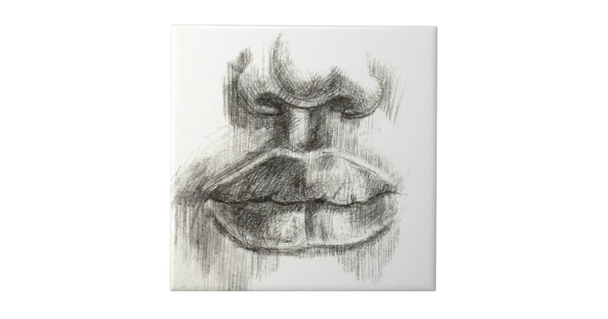 Lips Pencil Sketch Ceramic Photo Tile | Zazzle