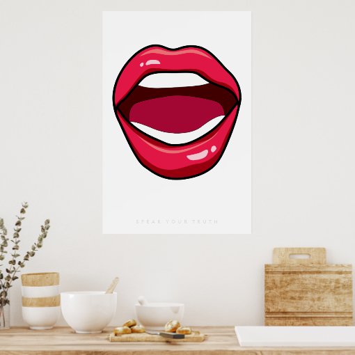Lips Retro Pop Art Poster 60s 70s | Quote | Zazzle