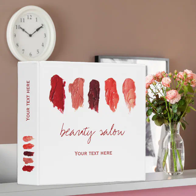 Lipstick colors swatches makeup artist 3 ring binder | Zazzle