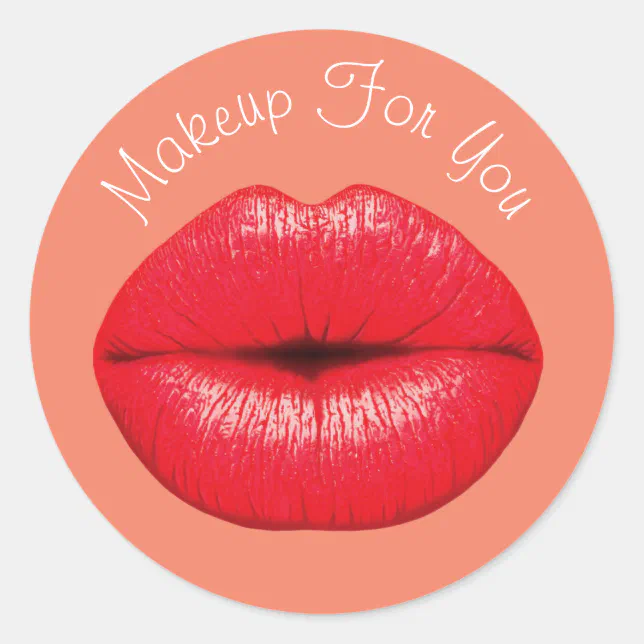 Lipstick design makeup business branding classic round sticker | Zazzle