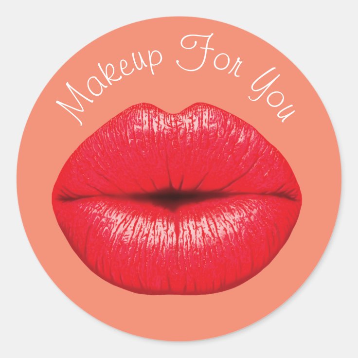 Lipstick design makeup business branding classic round sticker | Zazzle