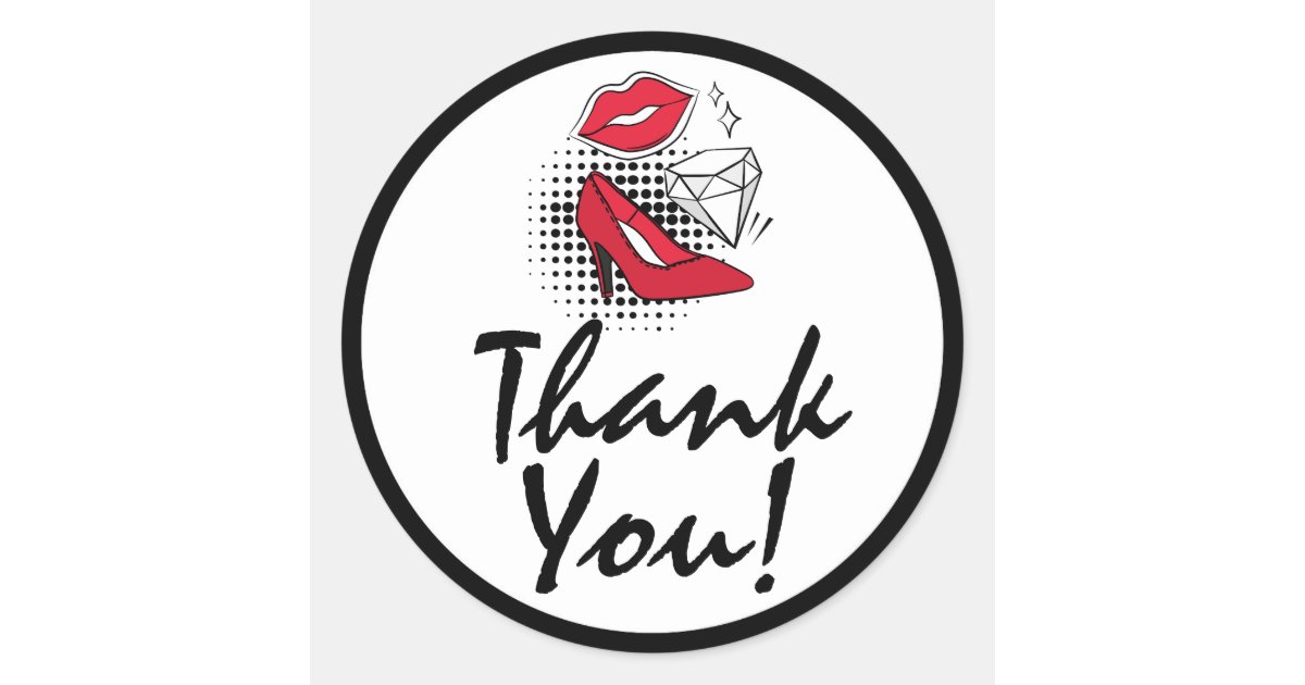Lipstick Distributor Glam Modern Lips Thank You Classic Round Sticker ...