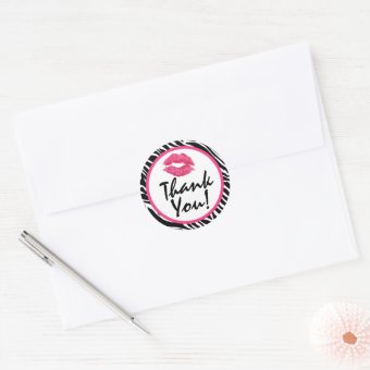Lipstick Distributor Zebra Kiss Lips Thank You Classic Round Sticker ...
