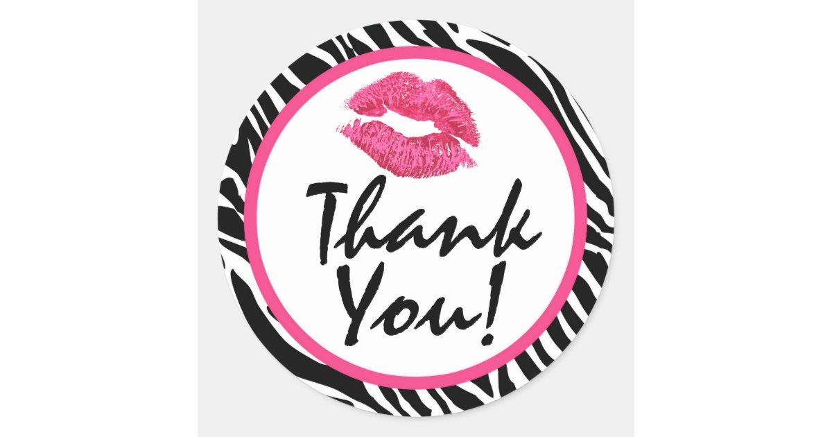 Lipstick Distributor Zebra Kiss Lips Thank You Classic Round Sticker ...