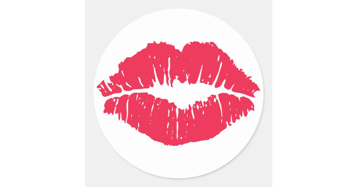Lipstick Kiss Classic Round Sticker | Zazzle