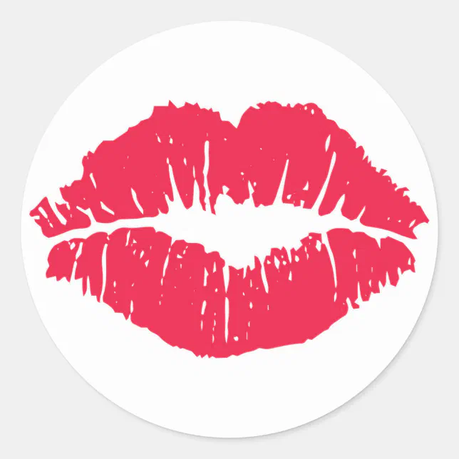 Lipstick Kiss Classic Round Sticker | Zazzle
