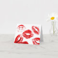 Lipstick Kisses Kiss Lip Print Love Valentine Card | Zazzle