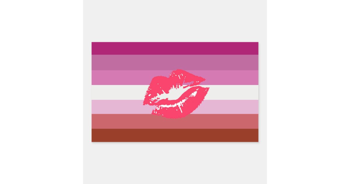 Lipstick Lesbian Pride Flag Rectangular Sticker | Zazzle