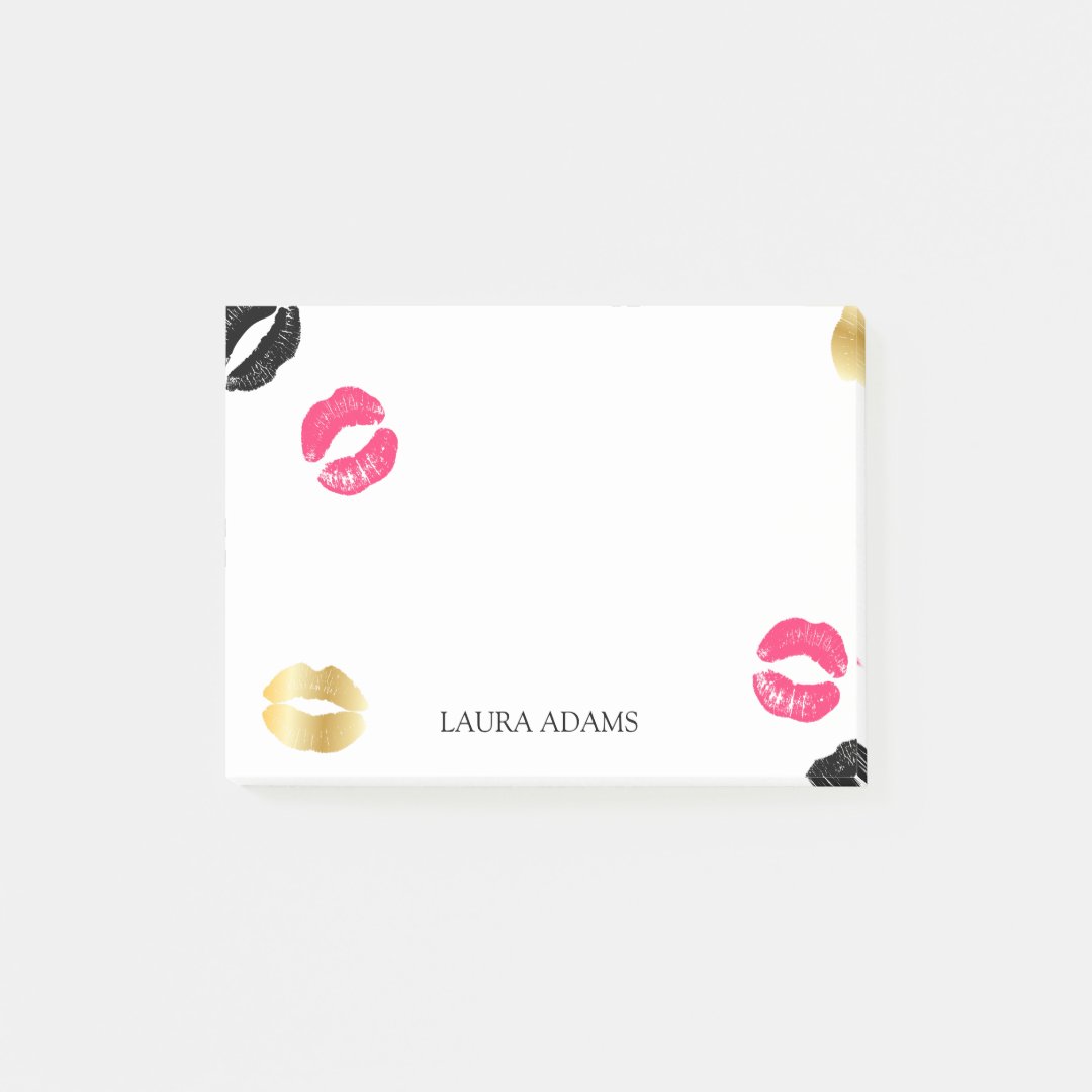 Lipstick Marks | Custom Name Post-it Notes | Zazzle