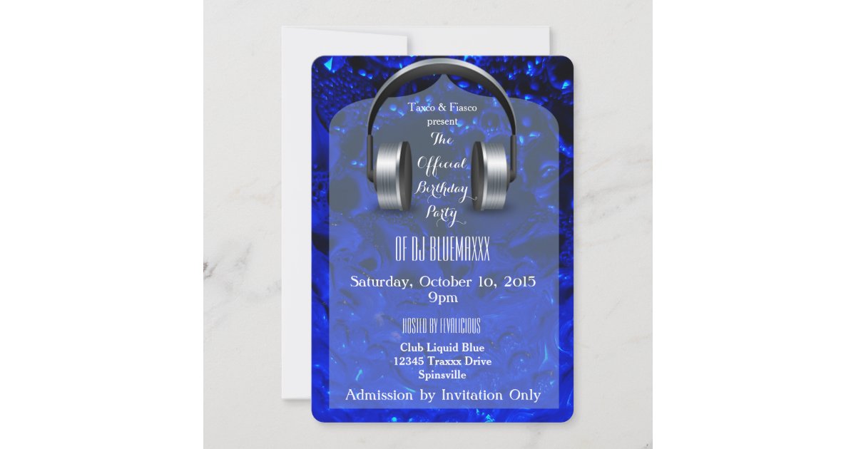Liquid Blue DJ Party Invitations | Zazzle