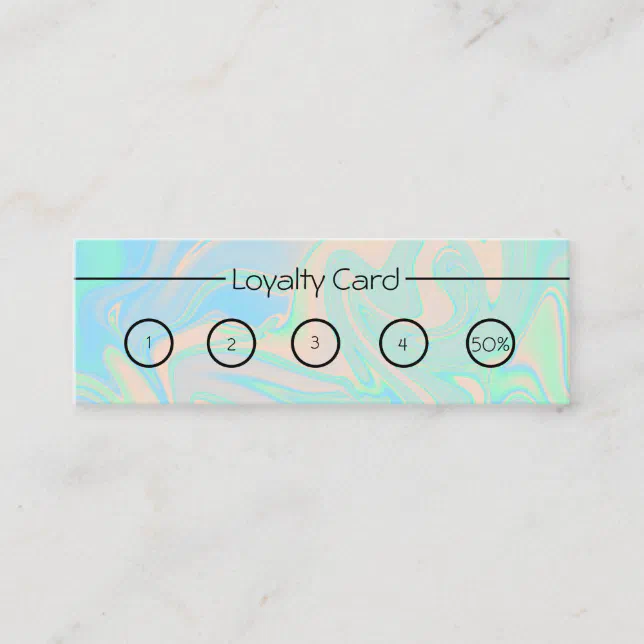 Liquid faux holographic iridescent texture loyalty card | Zazzle