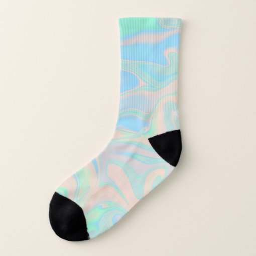 Liquid faux holographic iridescent texture socks | Zazzle
