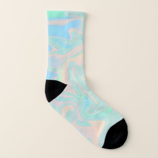 Liquid faux holographic iridescent texture socks | Zazzle