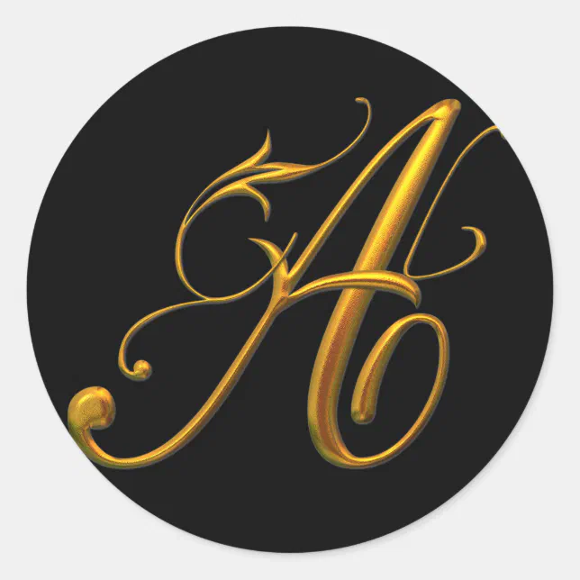 Liquid Gold A monogram Classic Round Sticker | Zazzle