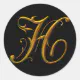 Liquid Gold H monogram Classic Round Sticker | Zazzle