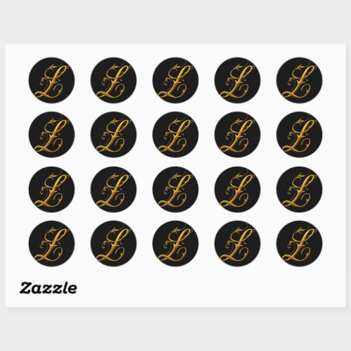 Liquid Gold L monogram Classic Round Sticker | Zazzle
