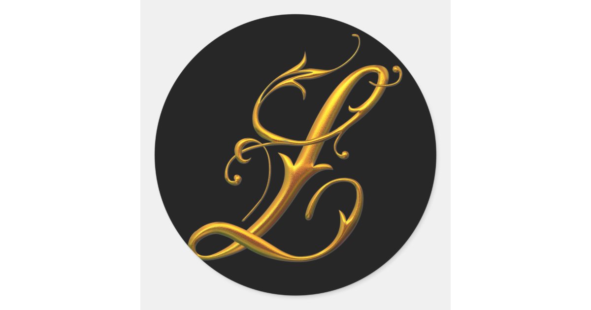 Liquid Gold L monogram Classic Round Sticker | Zazzle